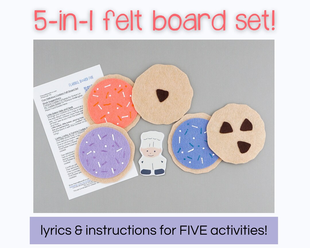 Five Cookies Felt Board Story Circle Time Activity | Cookie and Baking ...