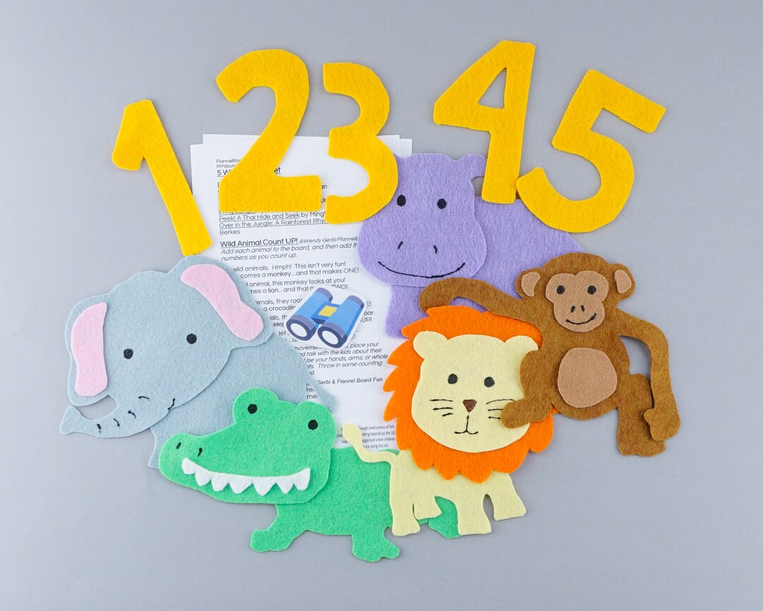 Wild Animal Felt Board Story Flannel Board Story Set Five Wild or ...