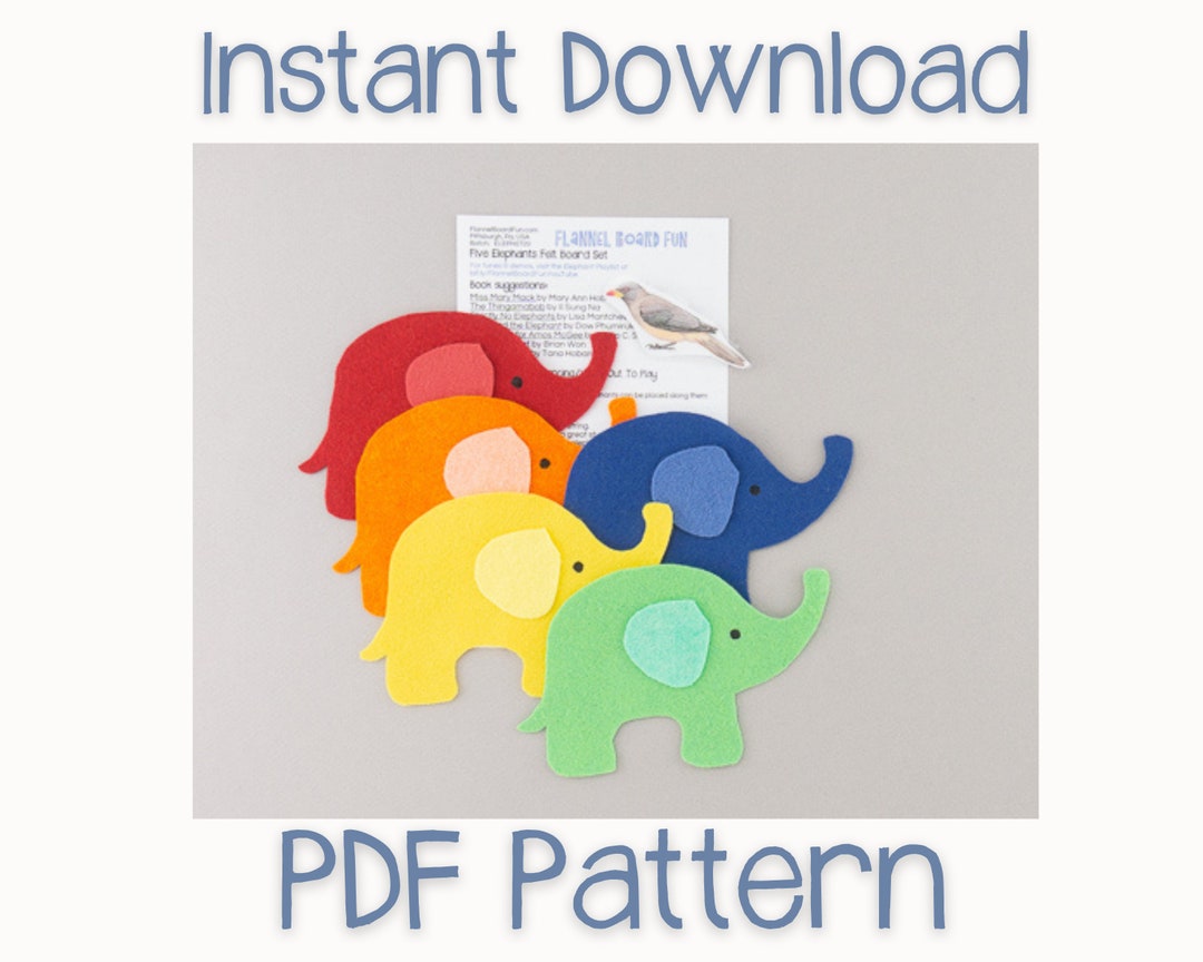 Elephant Felt Board Story Pattern: Counting and Colors Storytime (PDF ...