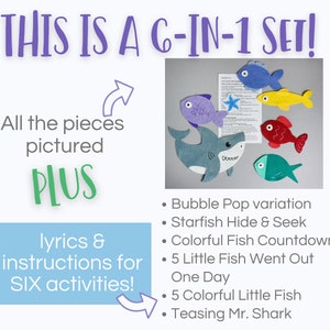 Five Colorful Fish Felt Board Story for Circle Time | Fish + Shark ...