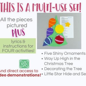 4-in-1 Felt Board Christmas Set 5 Christmas Ornaments Circle Time Set ...