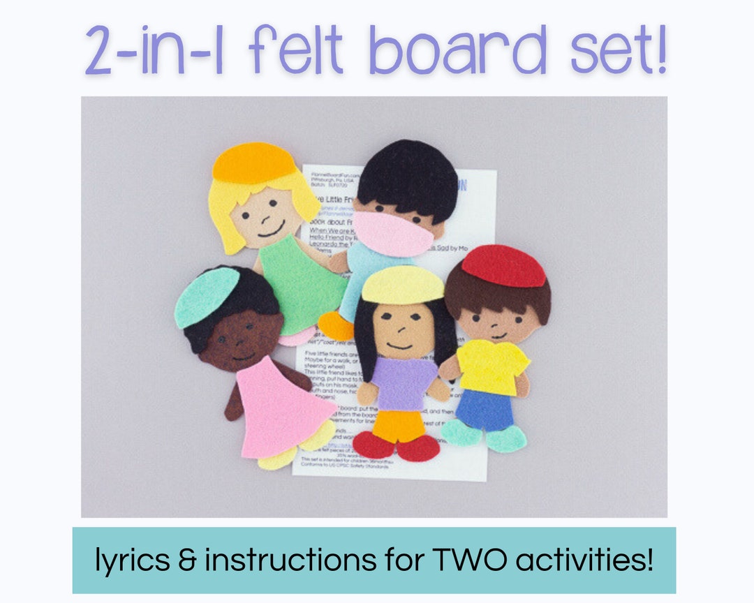 Cute Felt Board Five Friends Storytelling Set, Multicultural Inclusive ...