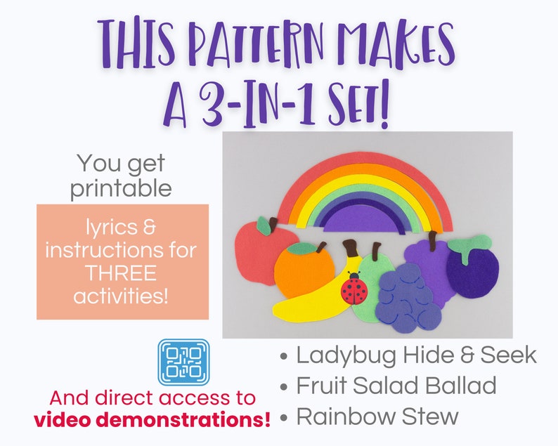 Rainbow Stew Felt Board Pattern: Fruit Circle Time Game (PDF Pattern ...