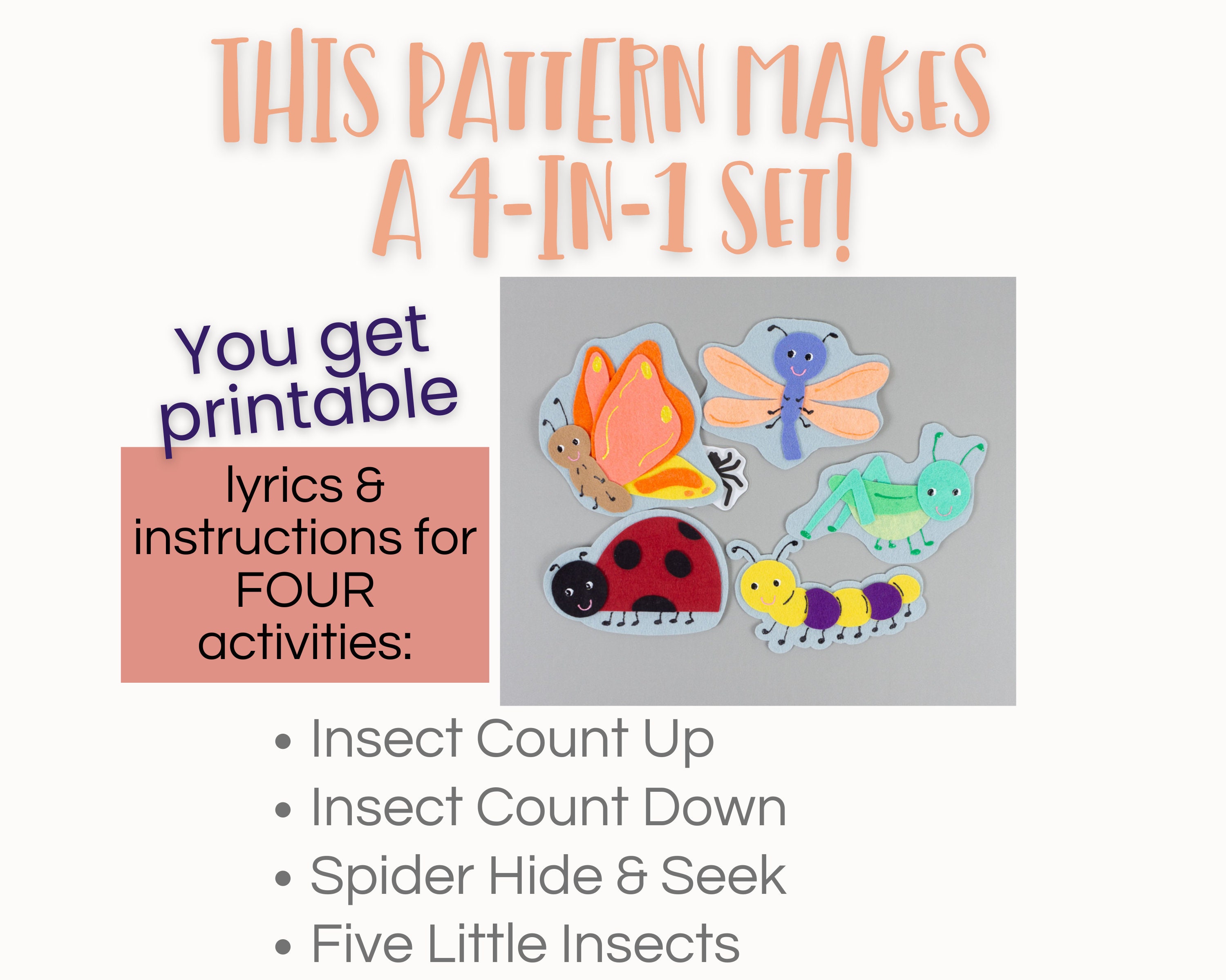 Insects Felt Board Story Pattern: Circle Time Rhymes (PDF Pattern) - Etsy