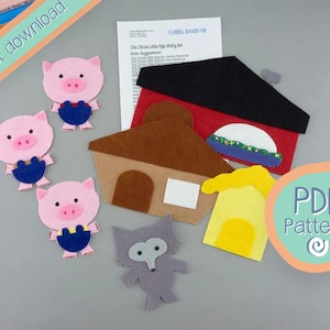 PDF Pattern for Three Little Pigs Felt Board & Flannel Board Circle ...