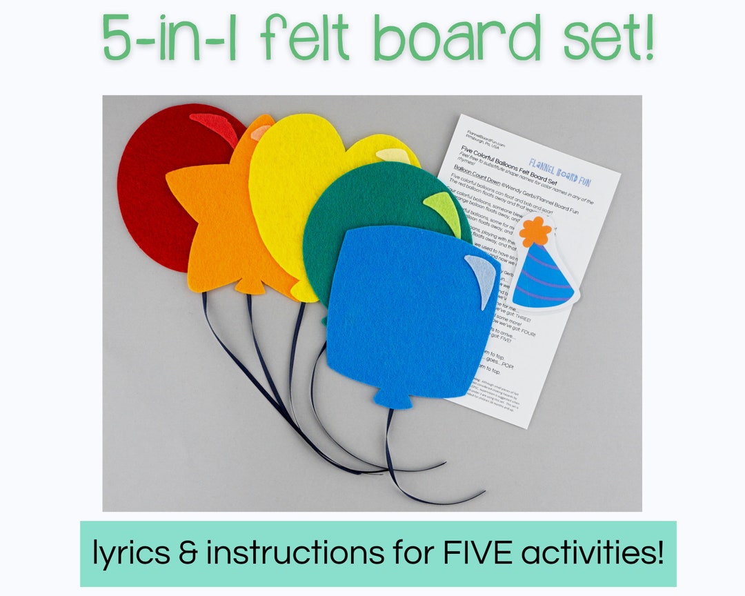 Five Colorful Balloons Felt Board Story for Circle Time Balloons ...