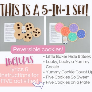 Five Cookies Felt Board Story Circle Time Activity | Cookie and Baking ...