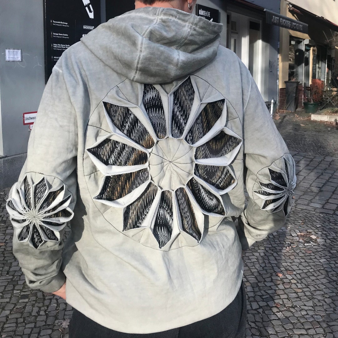 Cut-out Mandala Hoodie XXL, Reworked Acid Washed Sweater, Upcycled ...