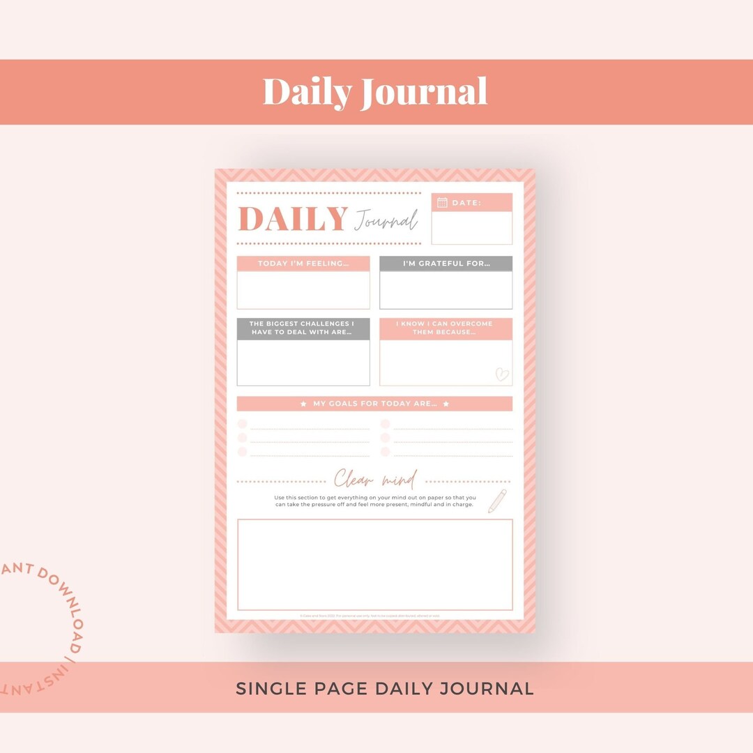 Single Page Blank Daily Journal Printable Digital Download - Etsy