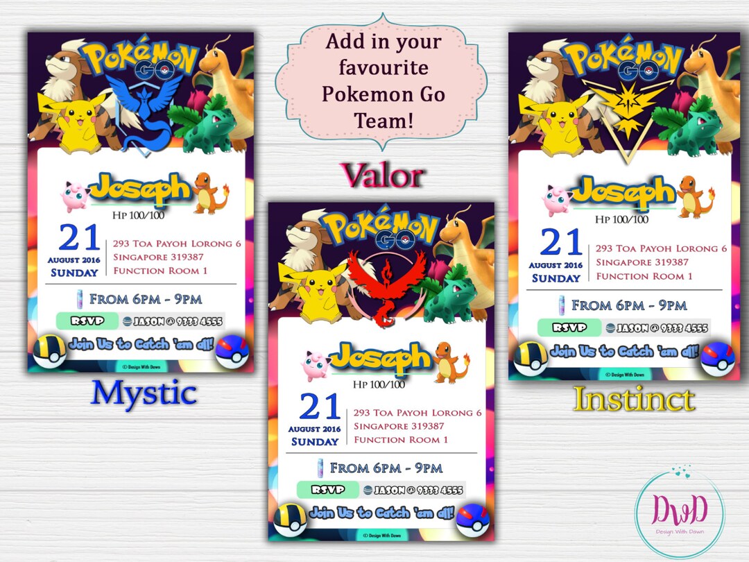 Pokemon Go Birthday Invitation, Pokemon Go Invitation, Pokemon Go ...