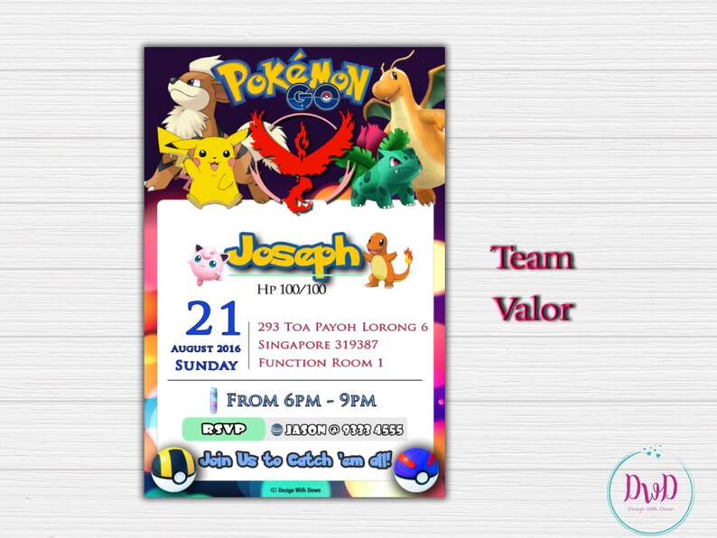 Pokemon Go Birthday Invitation, Pokemon Go Invitation, Pokemon Go ...