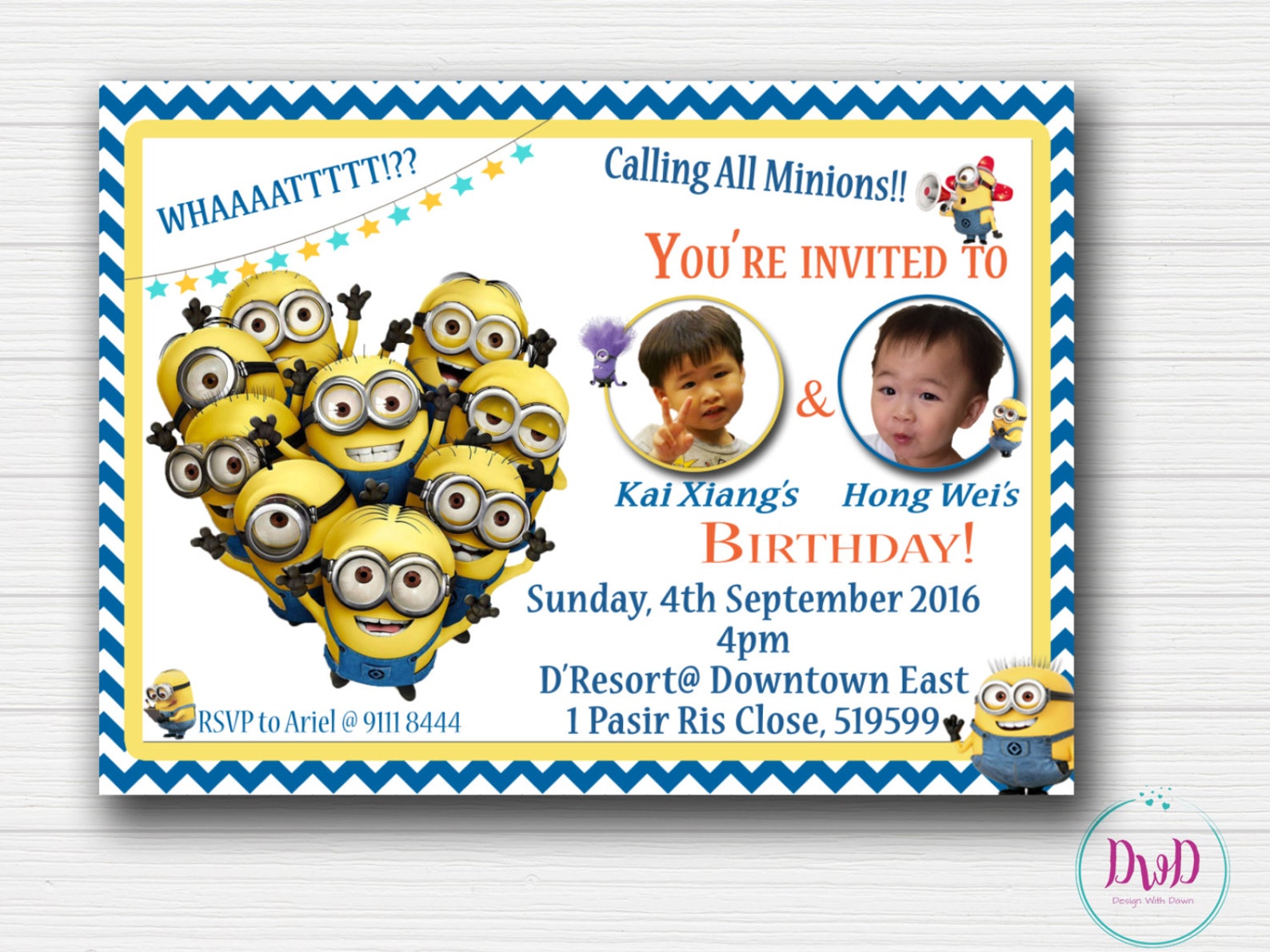 Minions Invitation. Minions Birthday Invitation. Minions Despicable Me ...