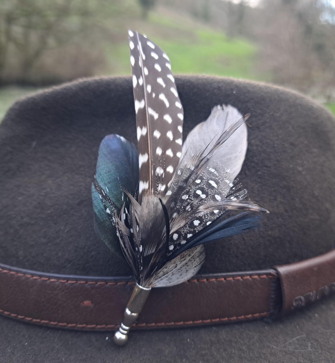 Natural Feather Hat Pin or Plume Beret Pin Jay Custom Hunter and ...