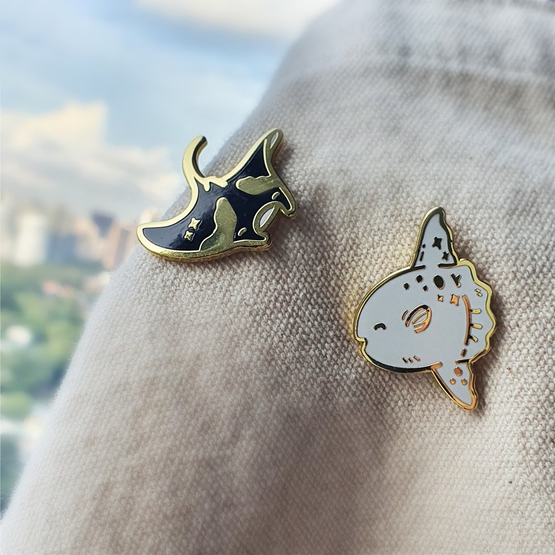 Happy Sun Fish Pin Mola Mola Gold Hard Enamel Pin Ocean | Etsy