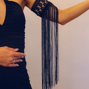 Black Detachable Sleeves With Fringes, Arm Band Accessories for Rave ...