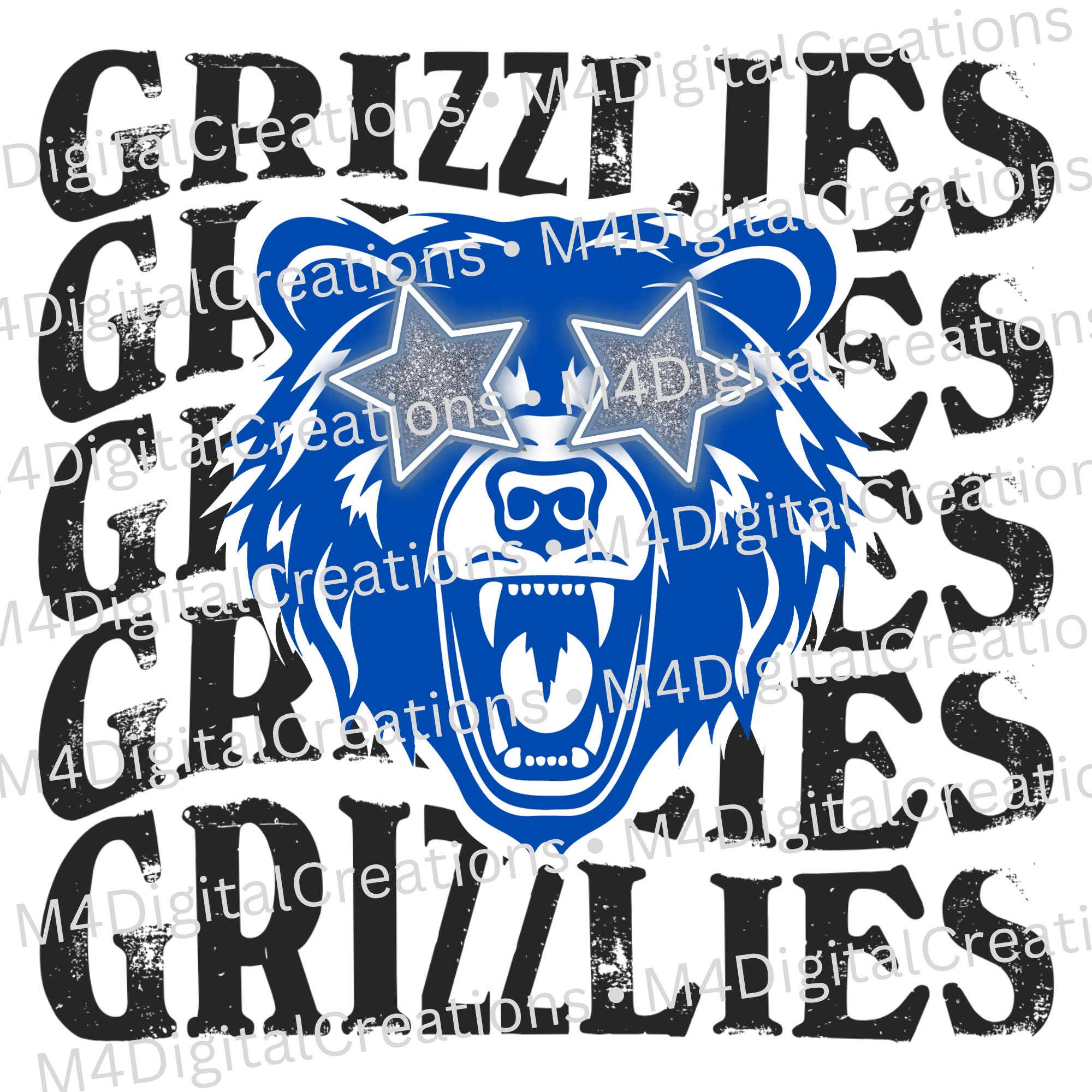 Grizzlies School Mascot, Royal Blue, Preppy Mascot - Etsy