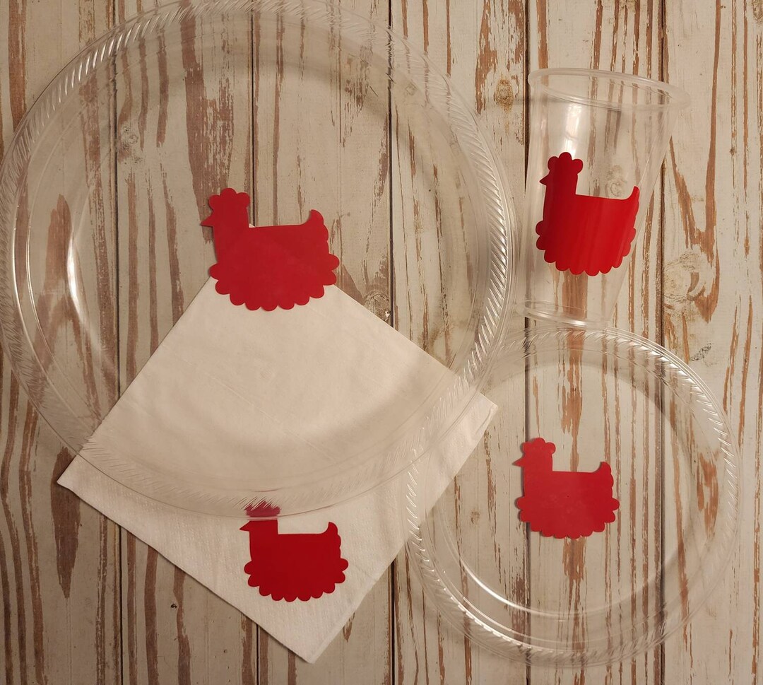 Chicken Plates, Cups and Napkins, Farm Party Plates, Farm Birthday, Hen ...