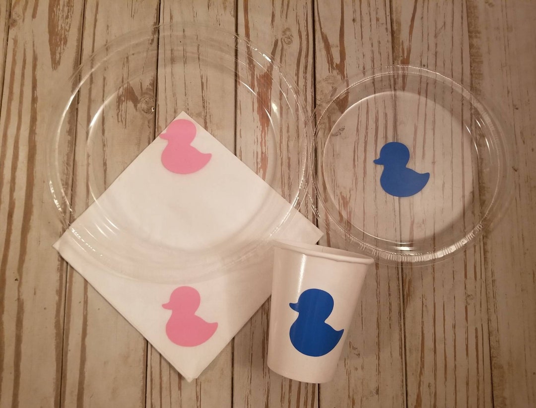 Duck Baby Shower Plates, Cups and Napkins, Duck Gender Reveal Plates ...