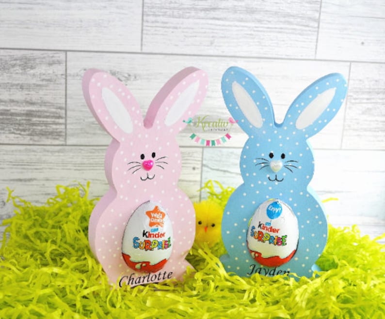 Personalised Easter Bunny Easter Rabbit Kinder Egg Holder - Etsy
