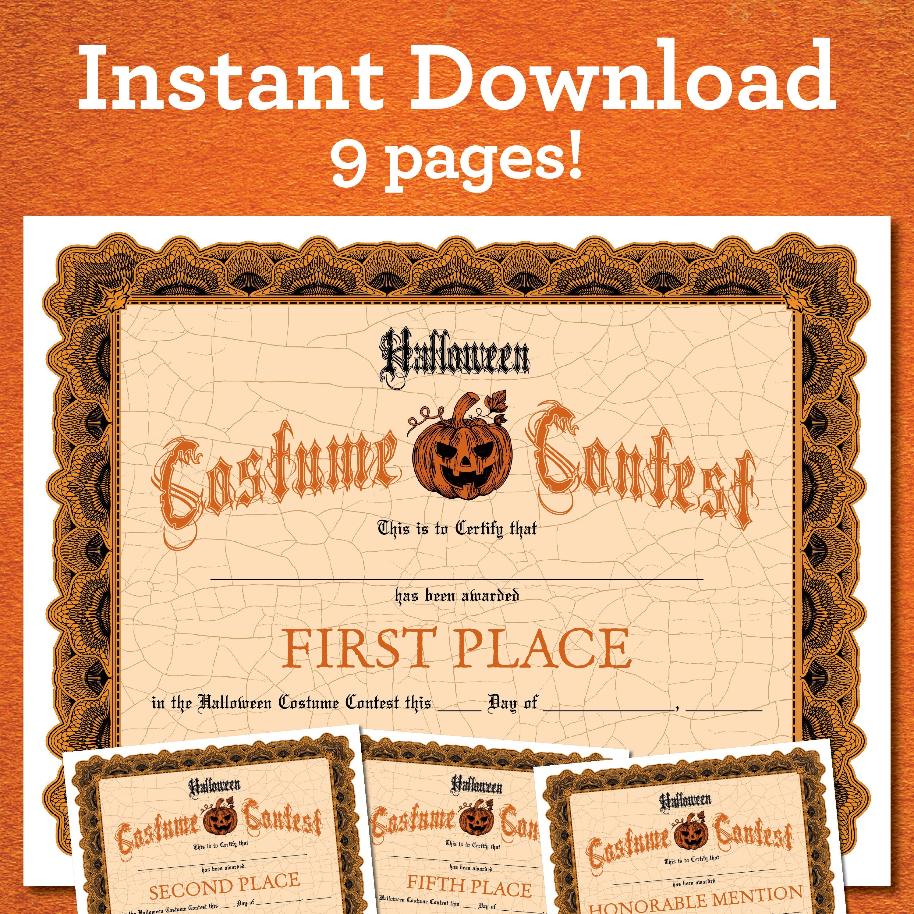 Costume Contest First Place Certificate News Flash • Halloween In