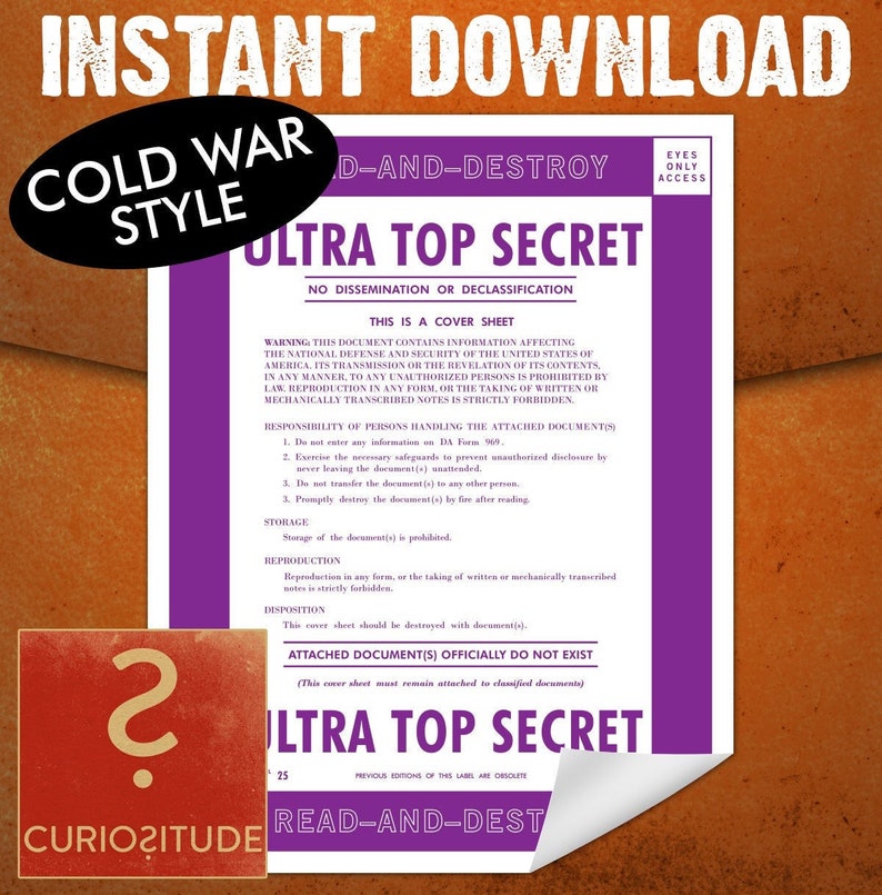 Cold War 1950s / 1960s Style "ultra Top Secret" Classified Document ...