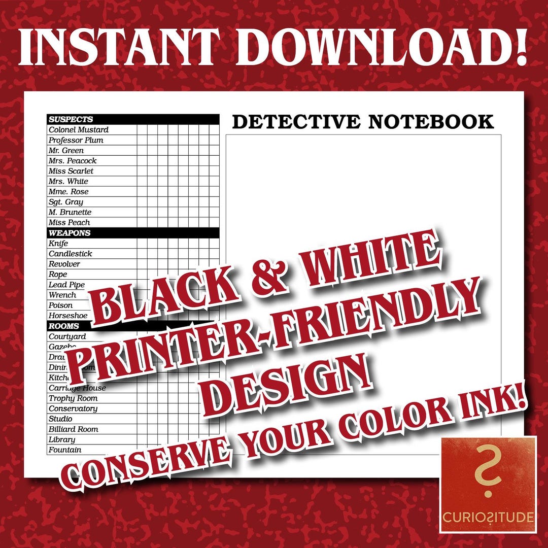 Replacement Clue Cluedo Master Detective Notebook Sheets Notes PDF ...