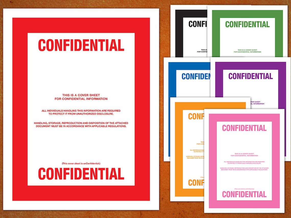 CONFIDENTIAL Top Secret Classified Document Cover Sheets Multiple ...