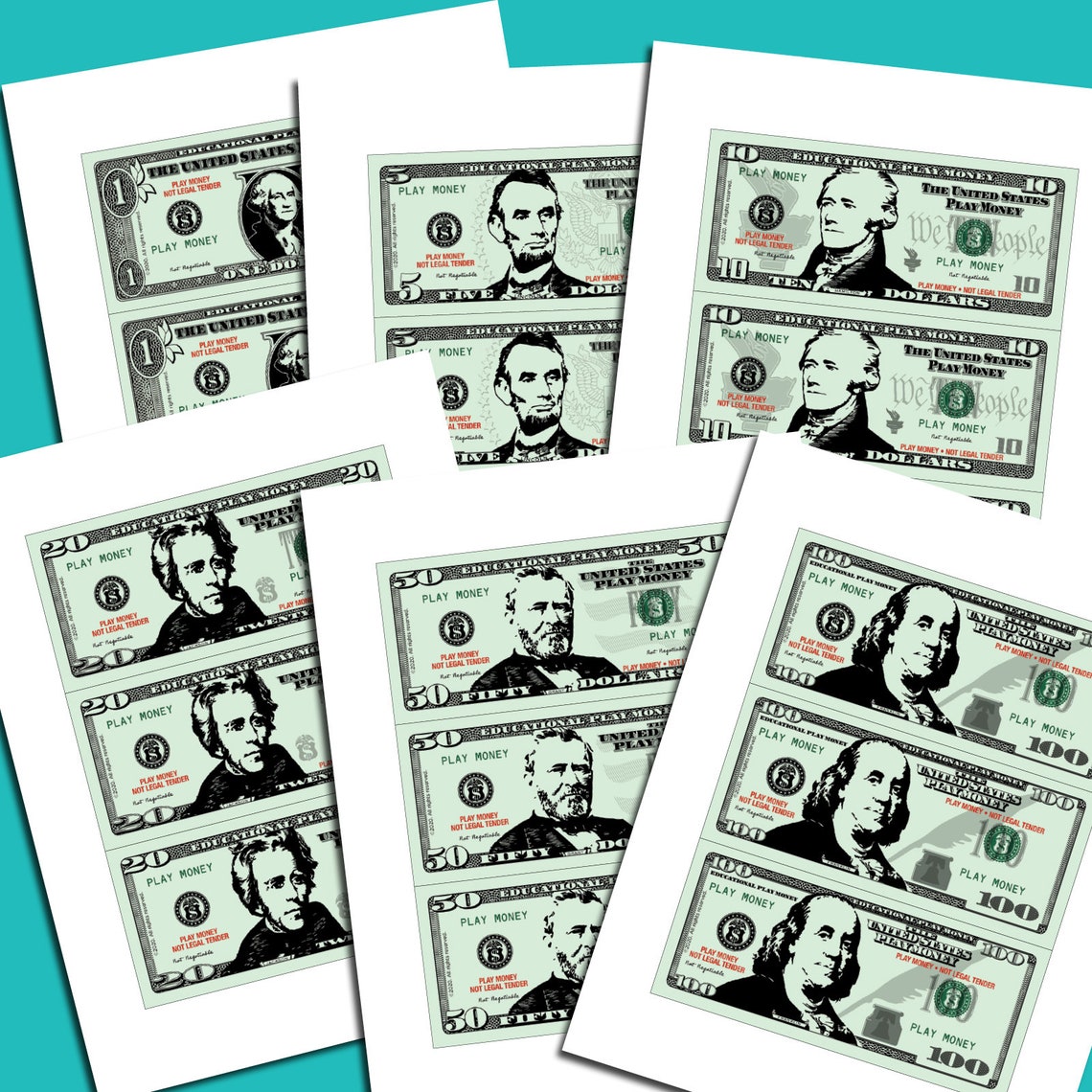 Educational Play Money PDF Instant Download Print Yourself - Etsy