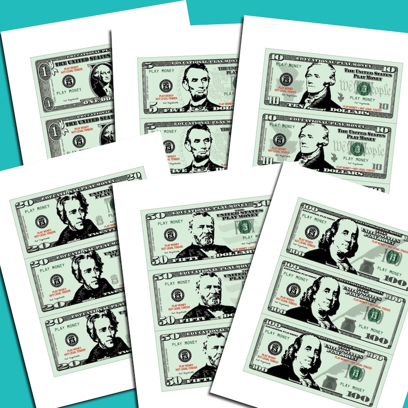 Educational Play Money PDF Instant Download Print Yourself - Etsy