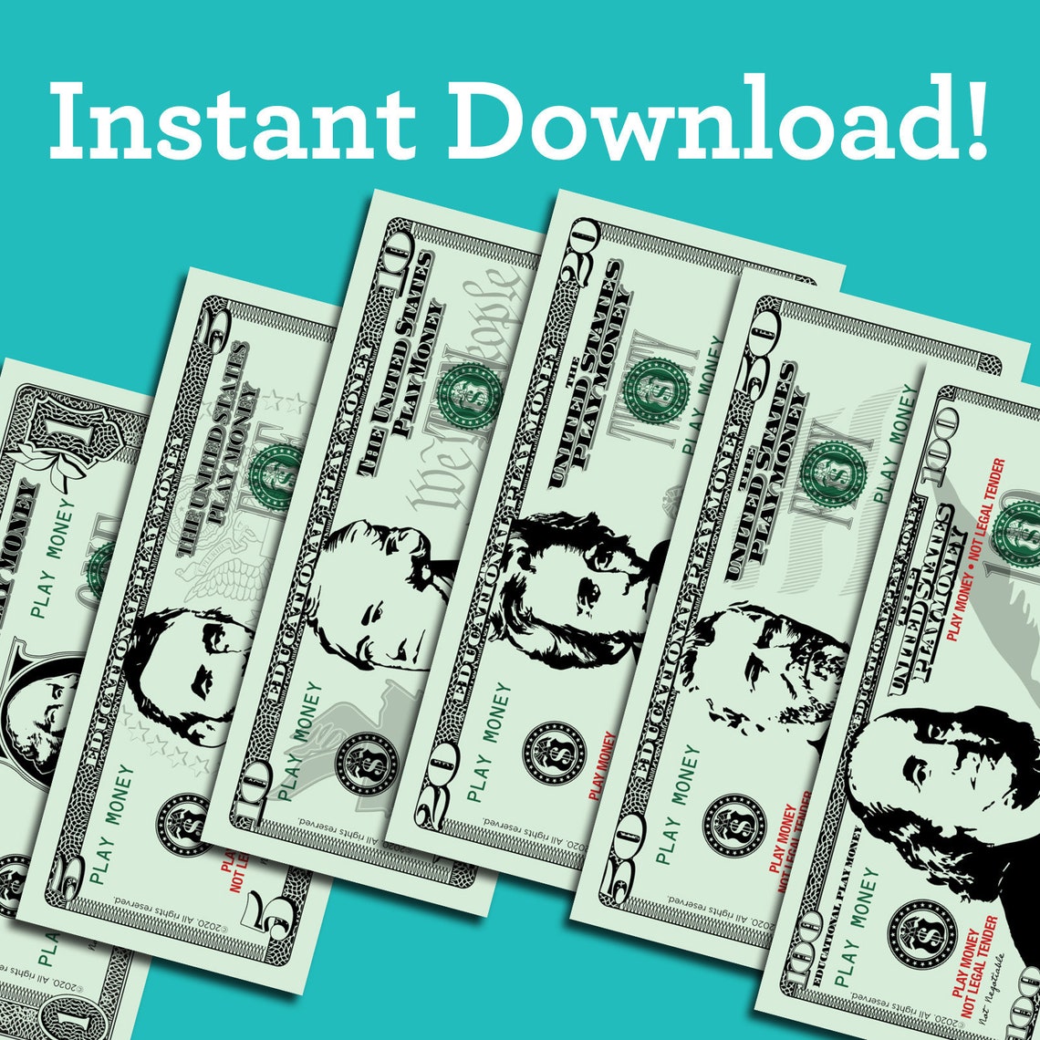 Educational Play Money PDF Instant Download Print Yourself - Etsy