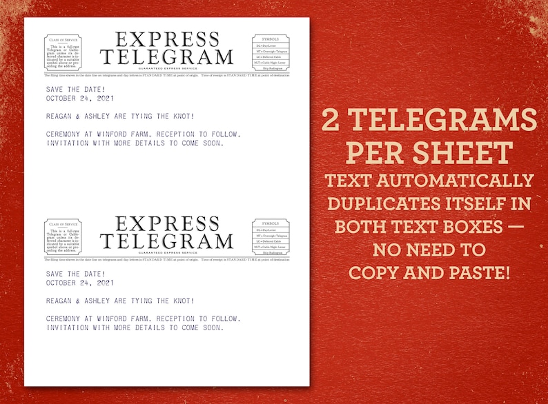 Telegram Printable PDF With Fillable Text Printable Download ...