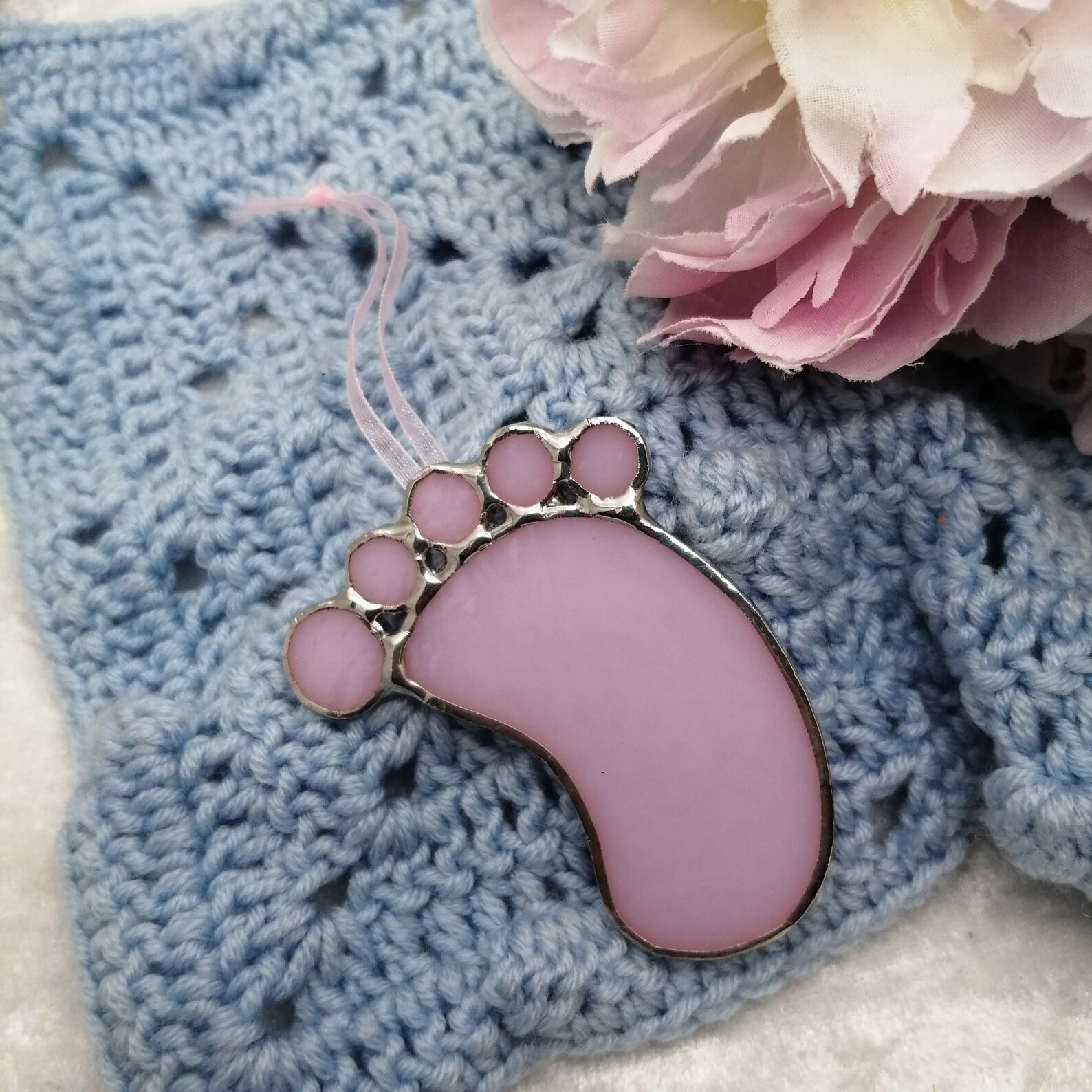 Stained glass Baby Footprint New Baby Baby Boy and Girl | Etsy