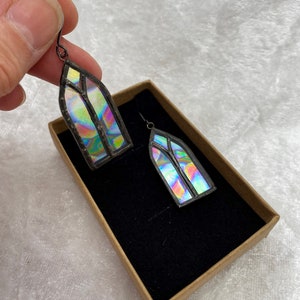 Stained Glass Window Earrings, Gothic Arch Multi Coloured Church Window ...