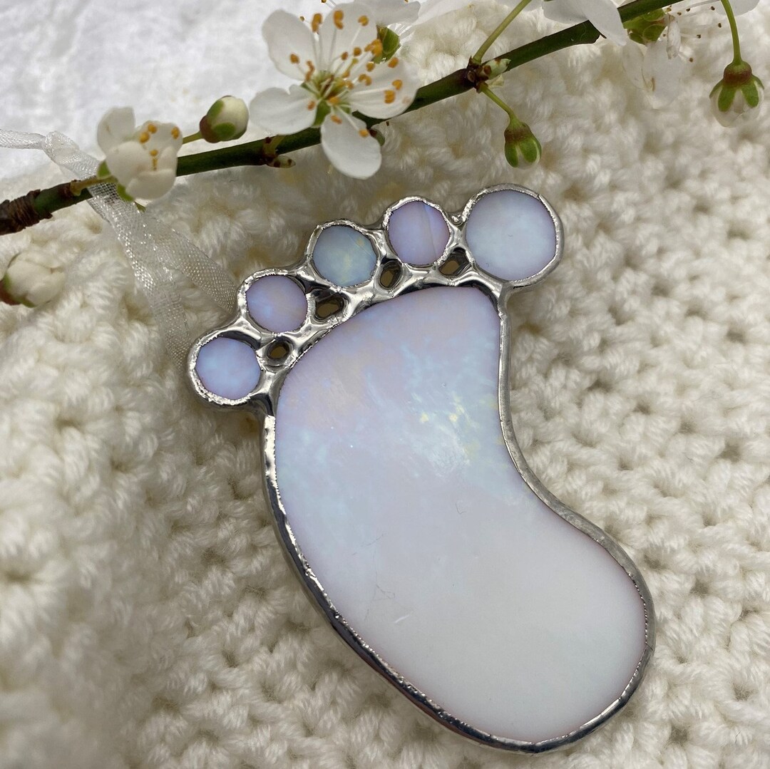 Stained Glass Baby Footprint, New Baby, Baby Boy and Girl, New Arrival ...