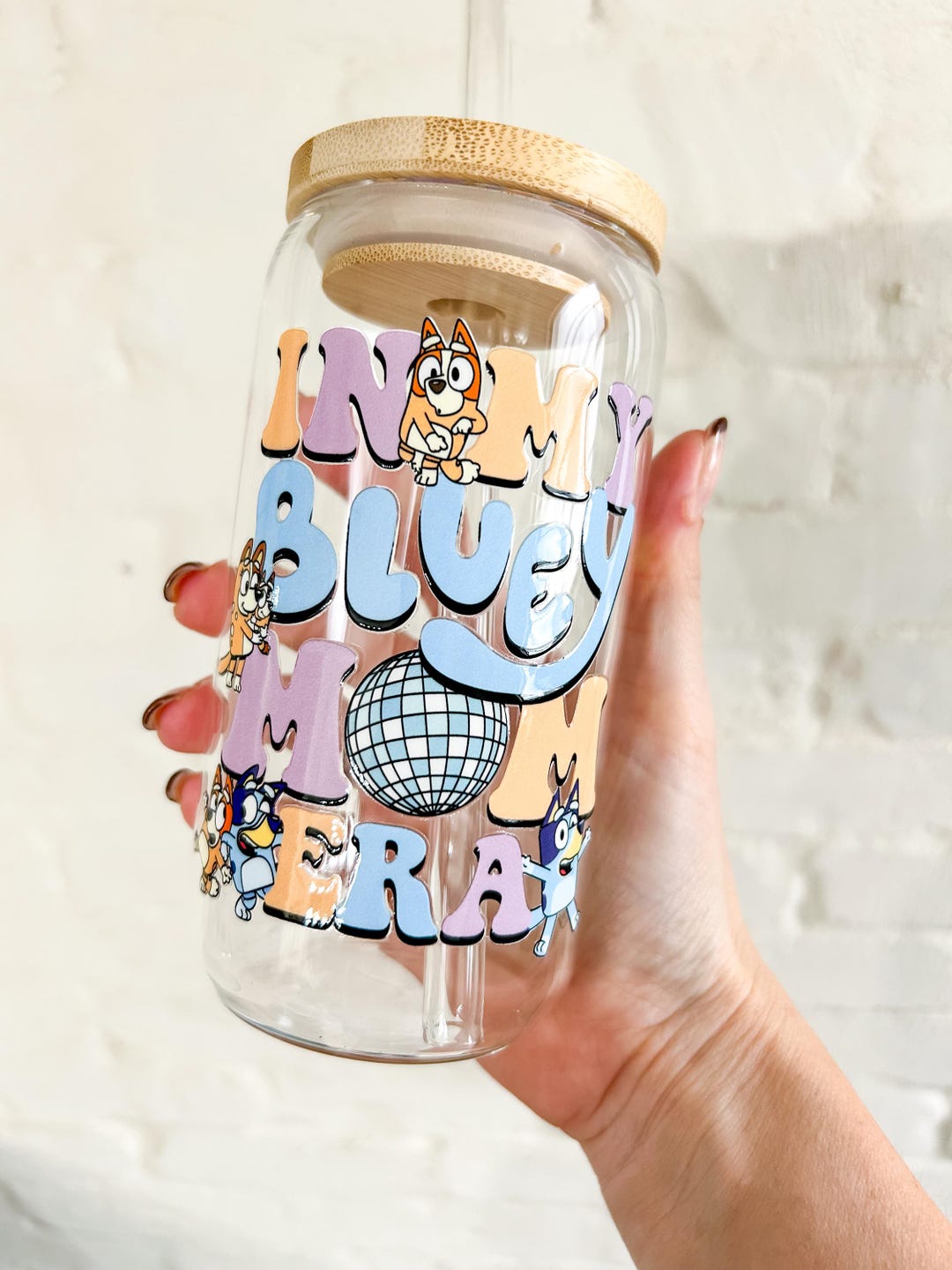 Bluey Iced Coffee Glass Beer Can Glass Funny Gift Lid and Straw - Etsy