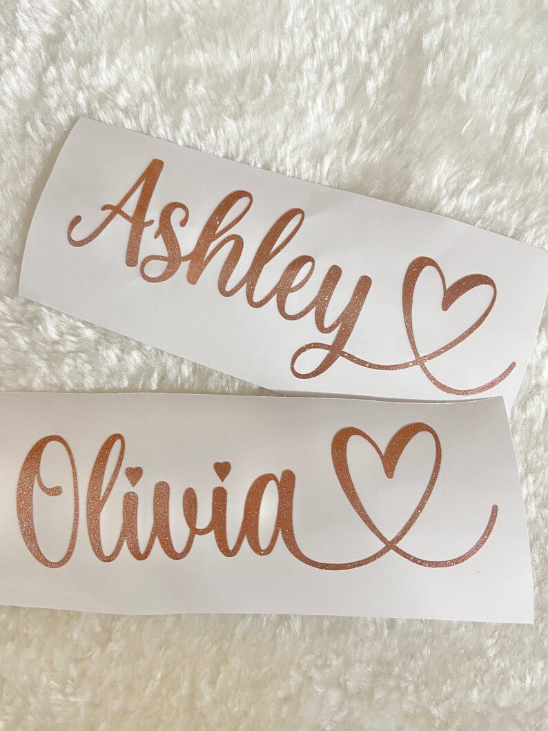Name Decal Customized Name Decal Water Bottle Decal Heart - Etsy