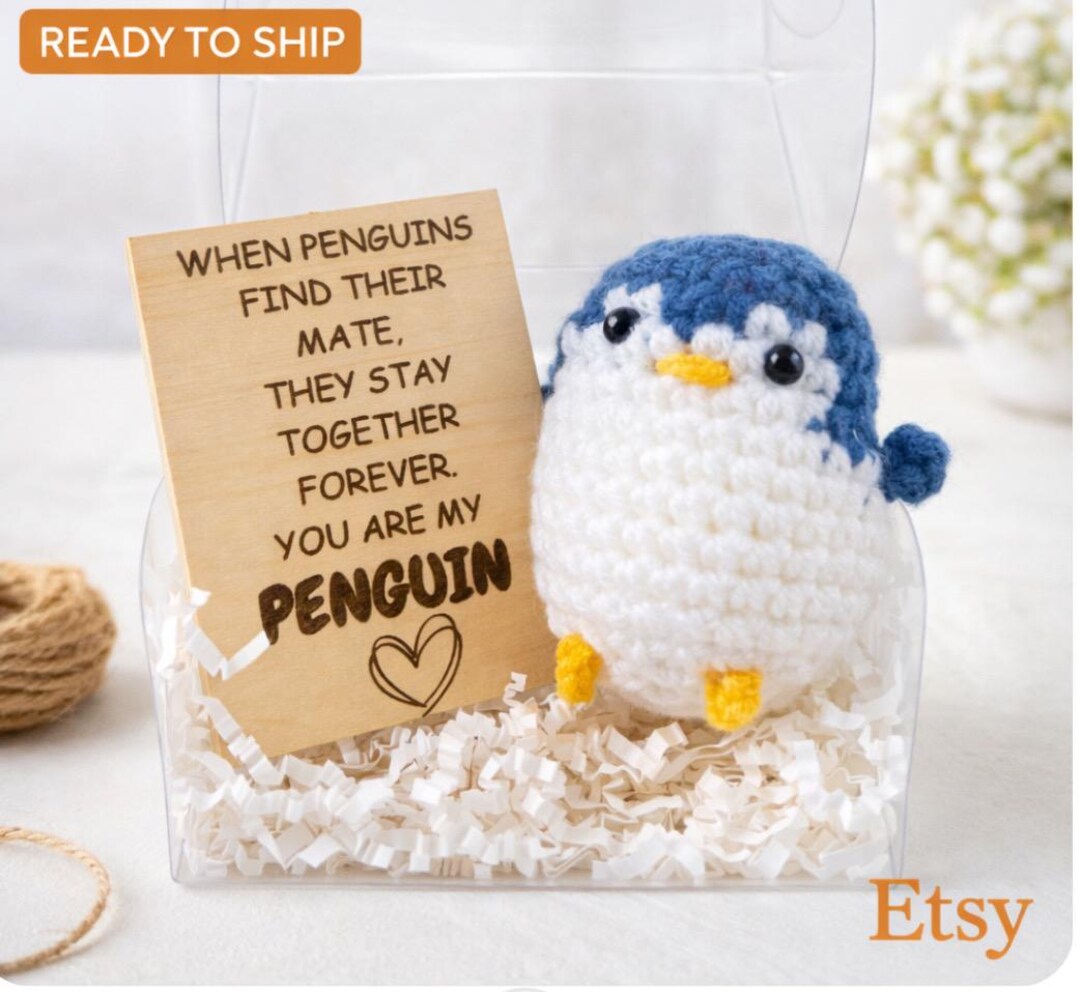 Pocket Crochet Handmade Penguin, Couples Gift; You’re My Penguin ...