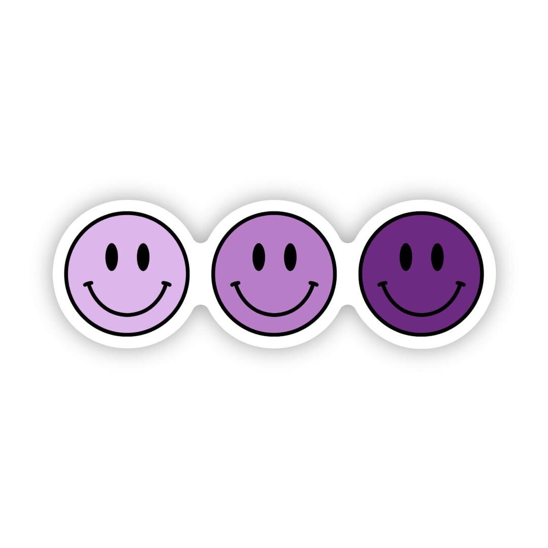 Purple Smiley Sticker, Purple Happy Face Sticker, Preppy Sticker ...