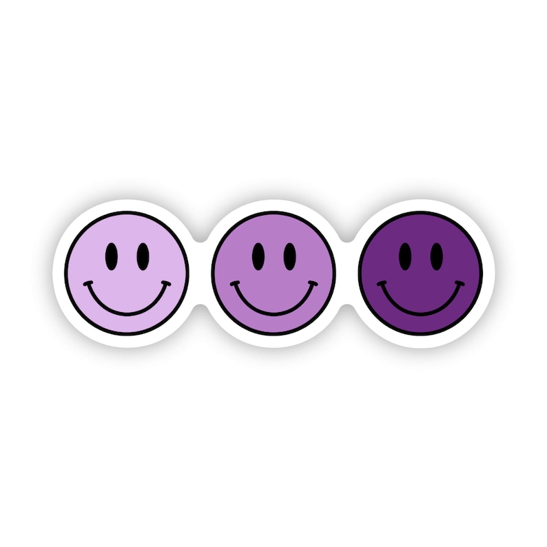Purple Smiley Sticker, Purple Happy Face Sticker, Preppy Sticker, Aesthetic Sticker, Die Cut ...