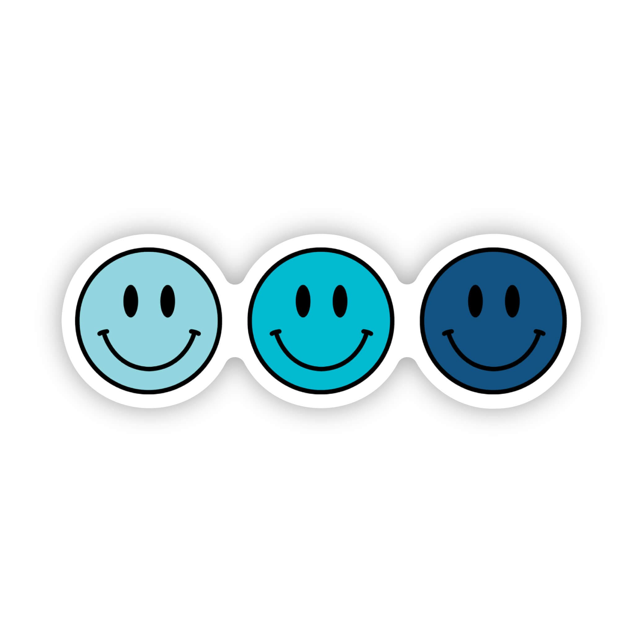 Blue Smiley Sticker, Blue Happy Face Sticker, Preppy Sticker, Water ...