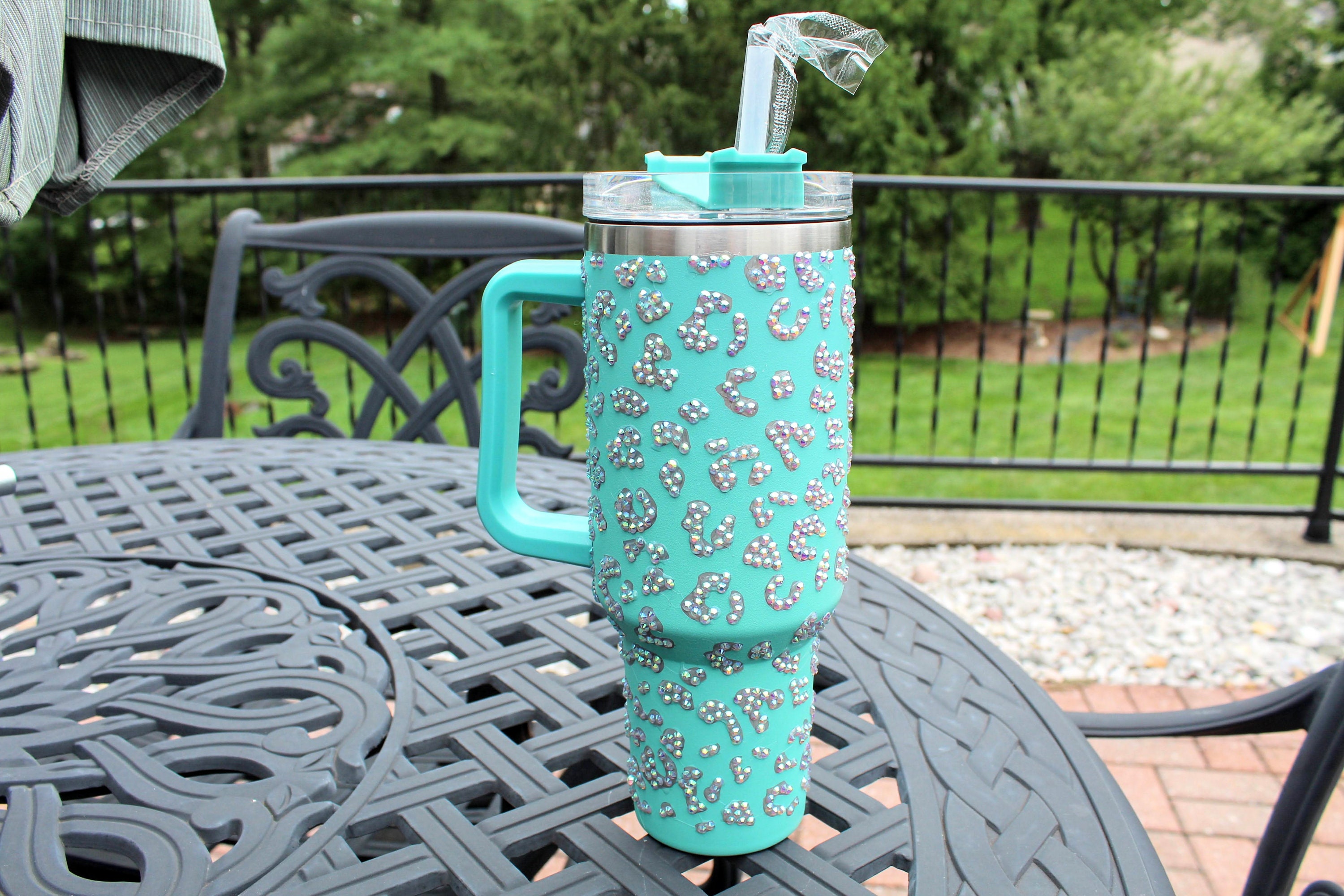 Rhinestone Leopard Stanley Dupe, Bling Lepoard Tumbler, Leopard Stanley ...