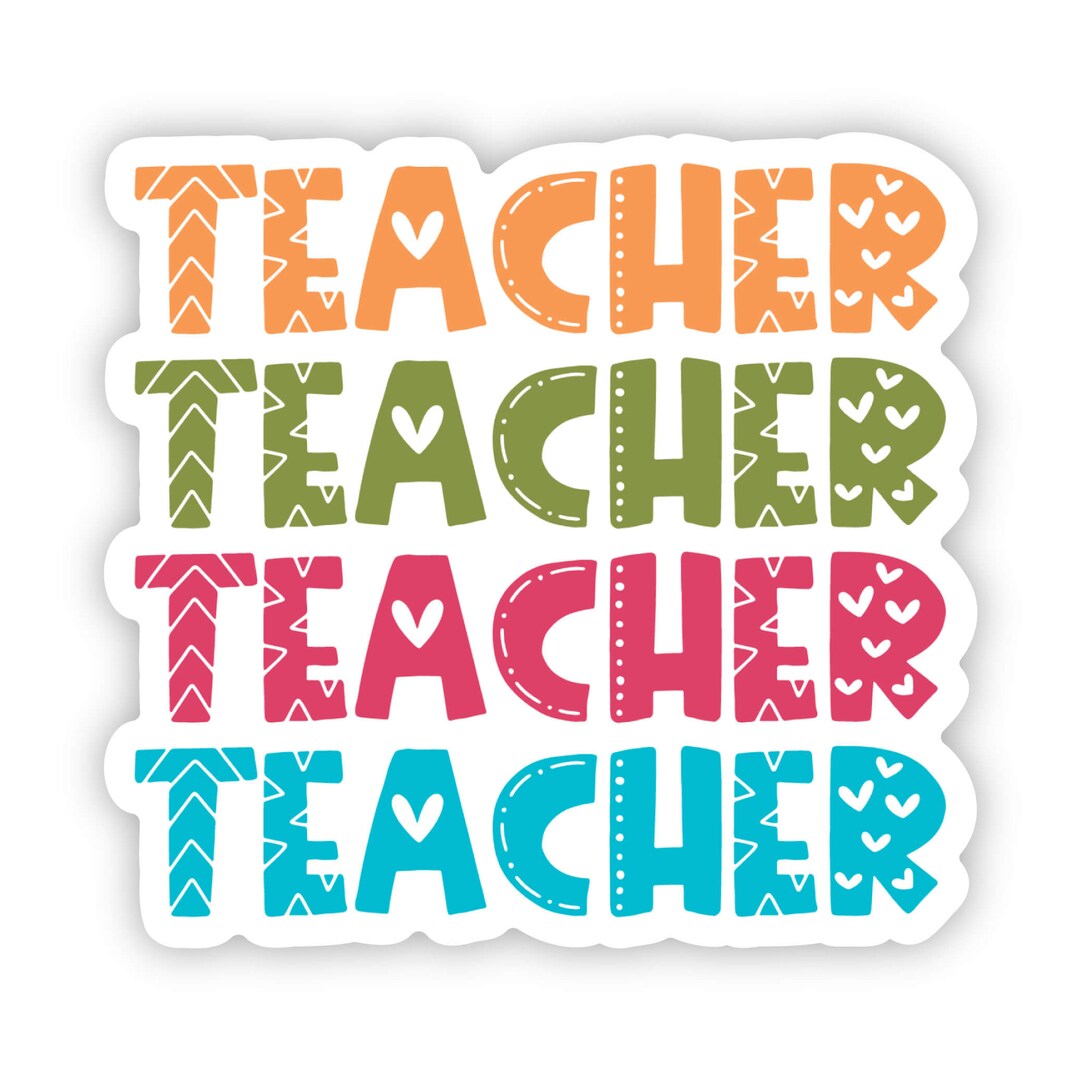 Teacher Stacked Sticker, Stickers for Teacher, Teacher Water Bottle ...