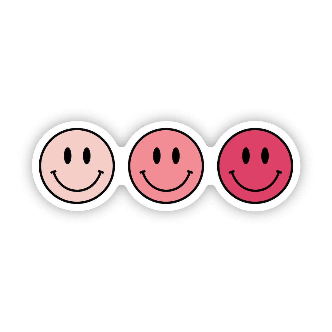 Pink Smiley Sticker, Pink Happy Face Sticker, Preppy Sticker, Aesthetic ...