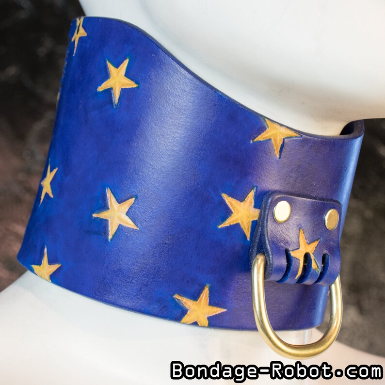 Starry Posture Leather Collar A Tall Posture Collar in Blue - Etsy