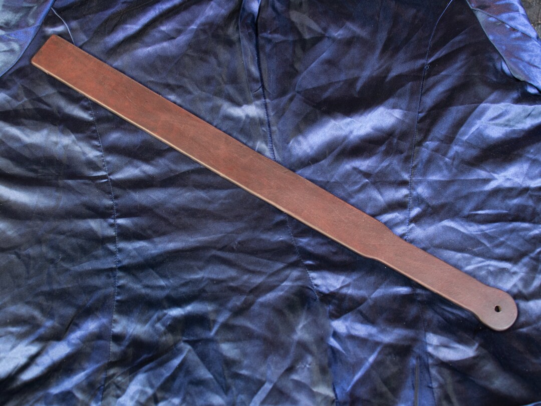 Flarkke Leather Spanking Strap - A 21" Long Brown Leather Paddle With a ...