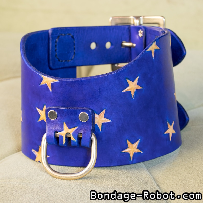 Starry Posture Leather Collar A Tall Posture Collar in Blue - Etsy