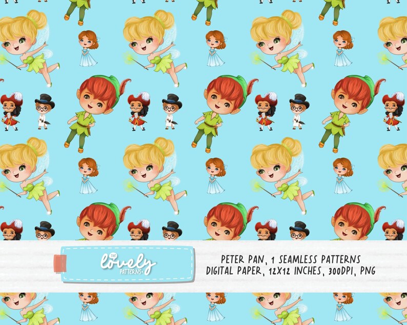 Peter Pan Seamless Pattern, Characters Seamless Pattern, Cartoon ...