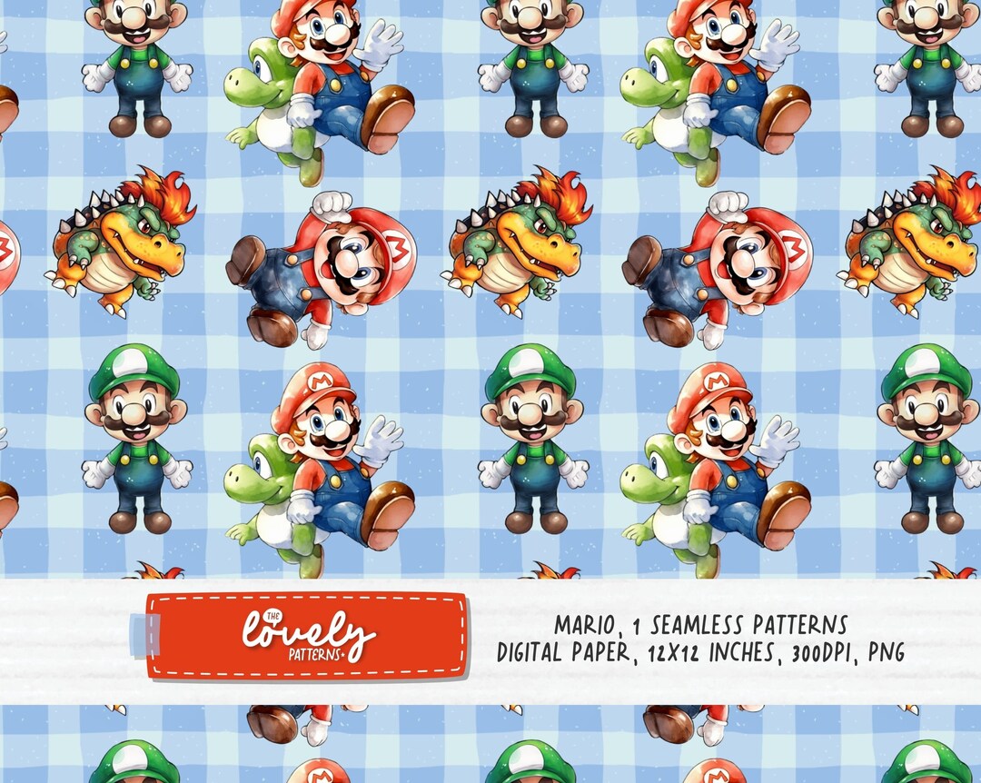 Mario Seamless Pattern, Printable Seamless Pattern, Digital Paper ...
