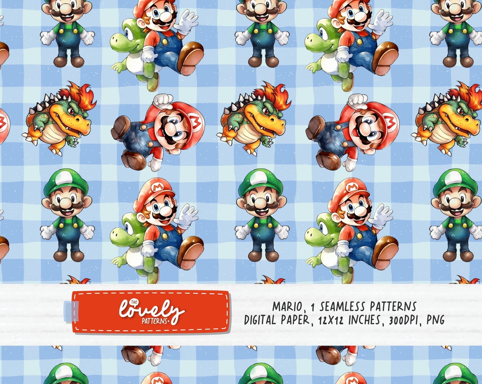 Mario Seamless Pattern, Printable Seamless Pattern, Digital Paper ...