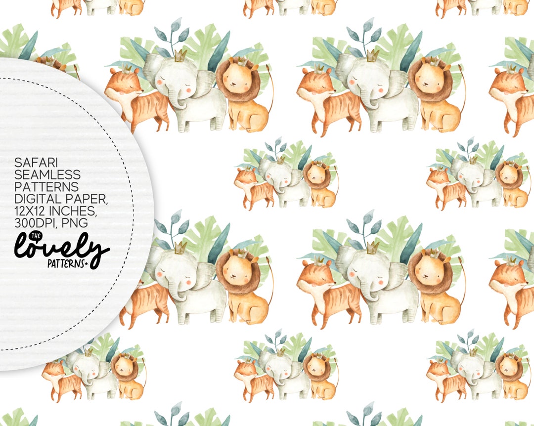 Jungle Pattern Digital, Animals Paper Printable, Repeating Pattern ...